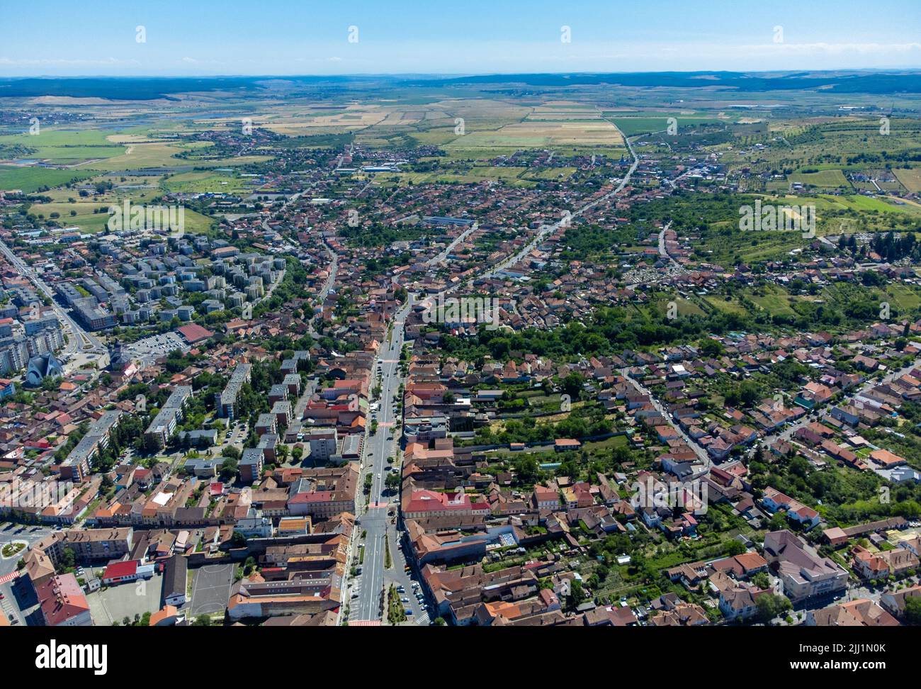 aerial landscape of Reghin city - Romania seen from above, mures ...
