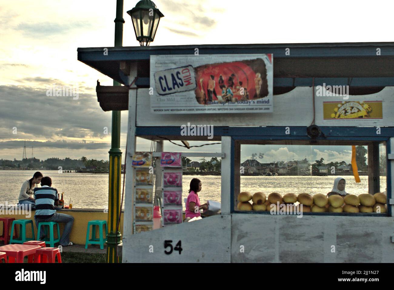 People having a leisure time on the side of Segah river, photographed ...