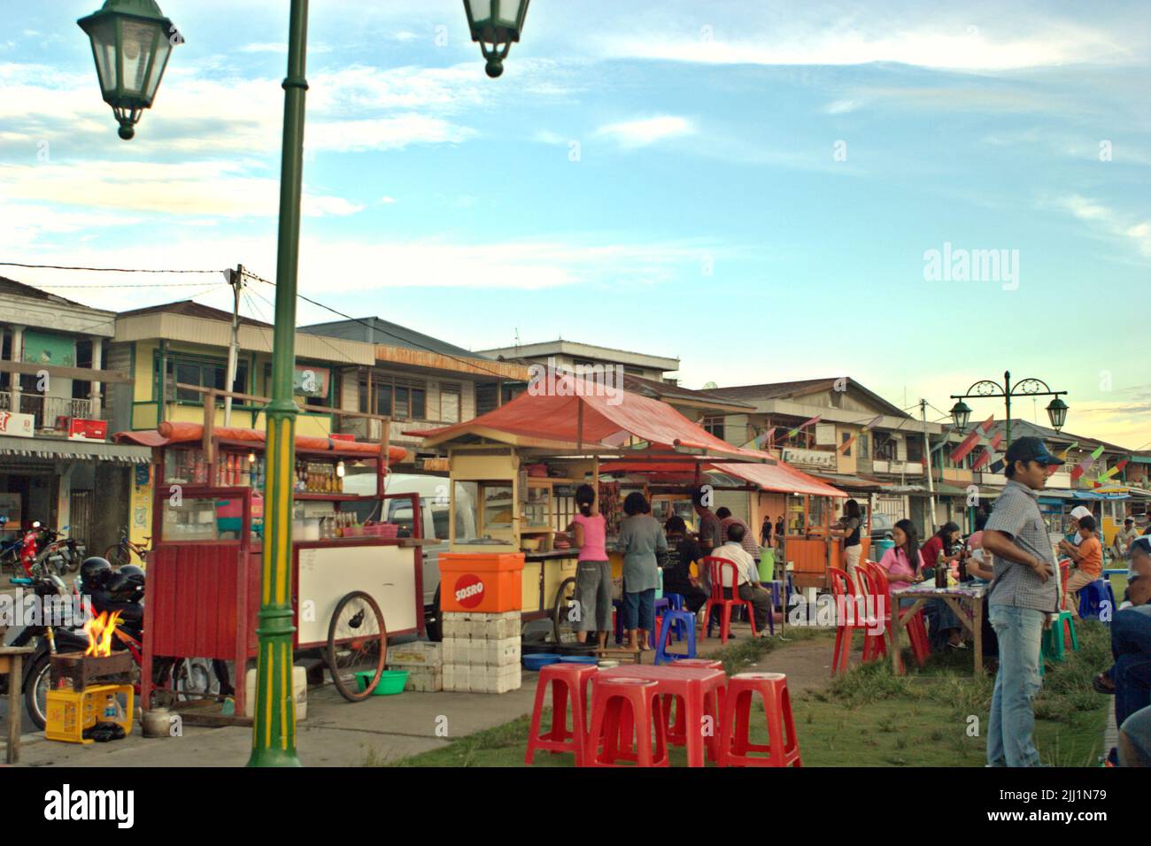 Street food area on the side of Segah river in Tanjung Redeb, Berau ...