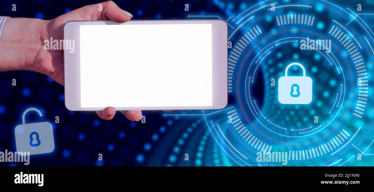 A Hand Holding A Tablet With Lock Presenting Privacy In Data And ...