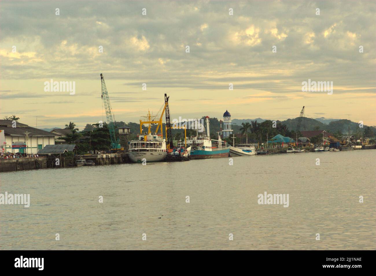 River port on Segah river in Tanjung Redeb, Berau, East Kalimantan ...