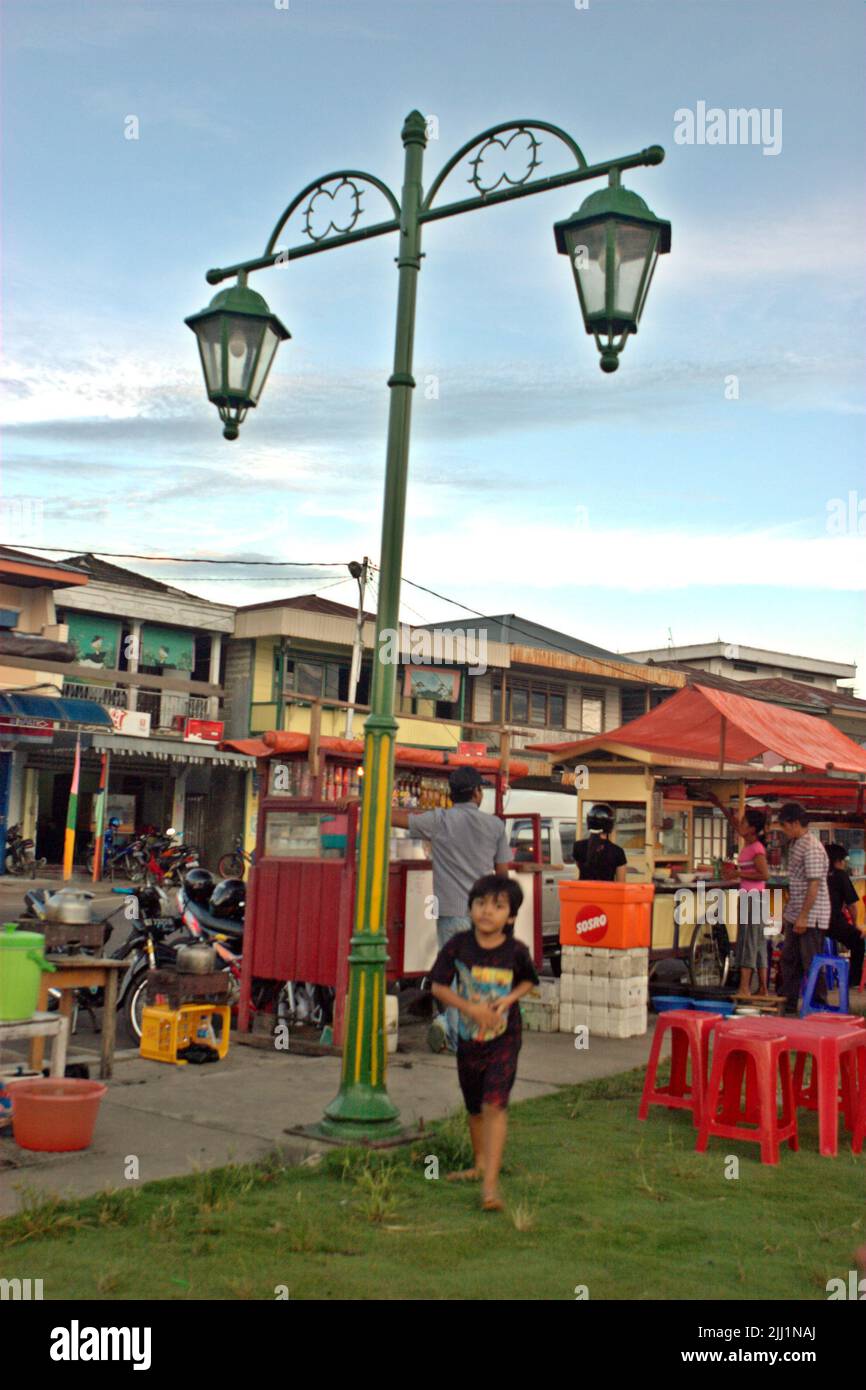 Street food area on the side of Segah river in Tanjung Redeb, Berau ...