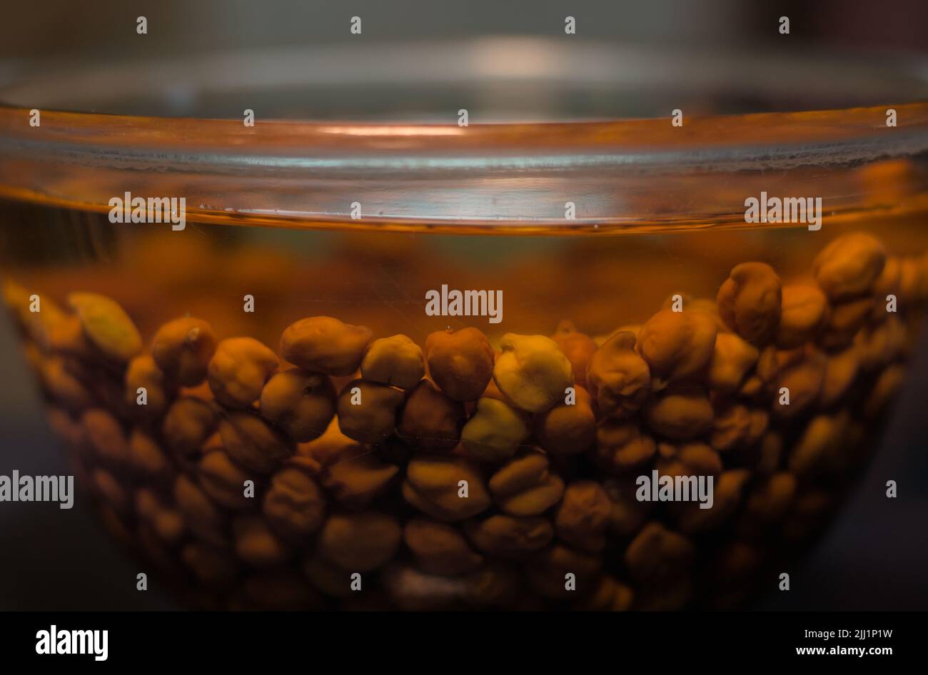 Bengal Gram or Black Gram or Chickpeas soaked in glass bowl water Stock ...