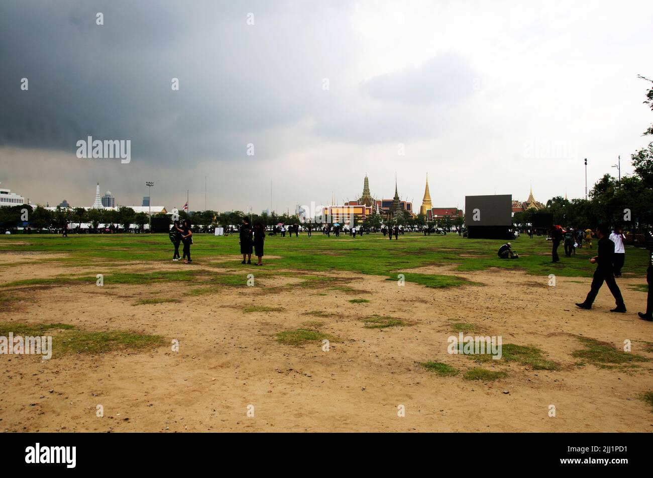 Thai people and foreign travelers walking travel visit in Sanam Luang ...