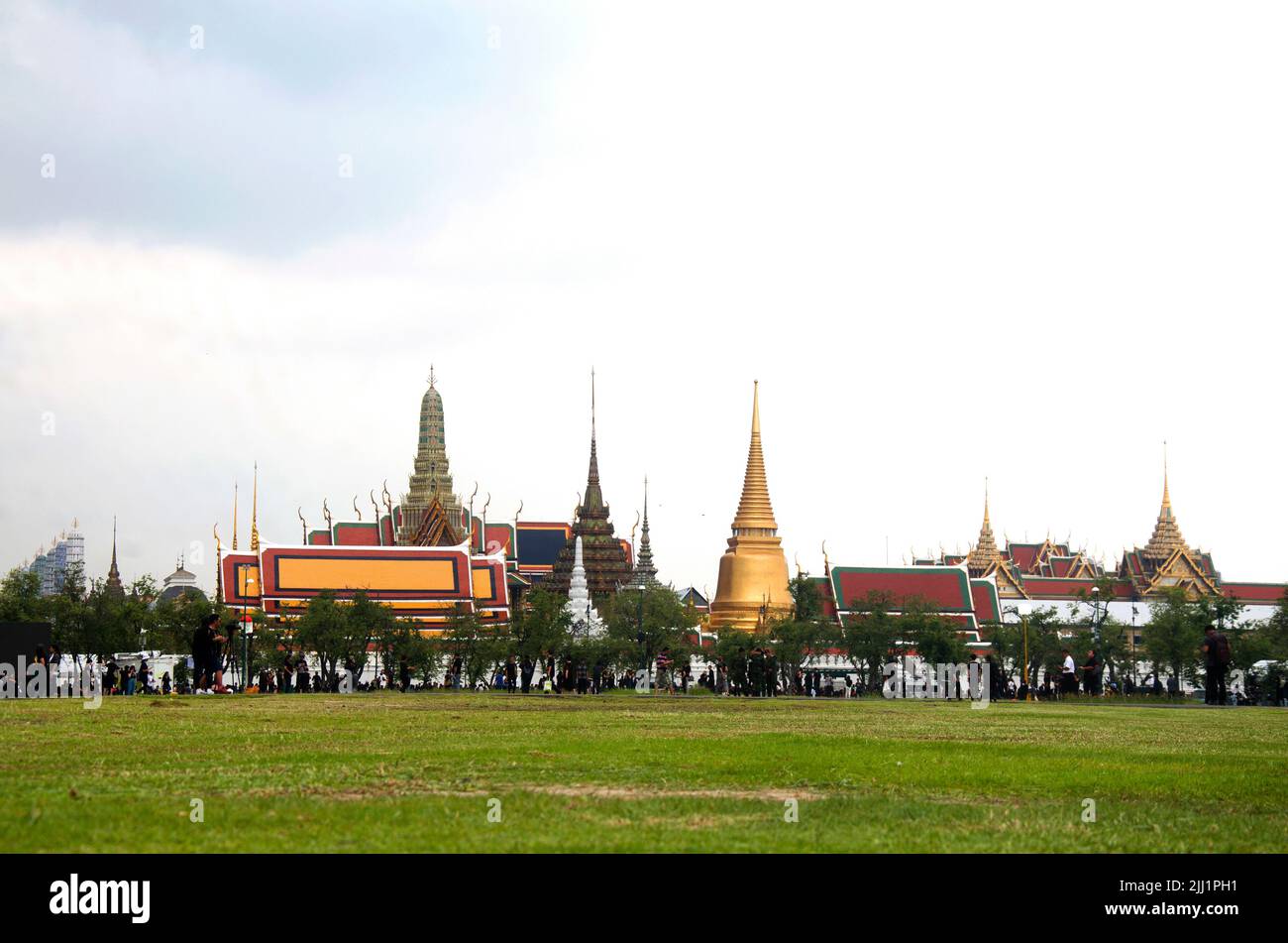 Landscape Royal Plaza Sanam Luang public garden park and cityscape of ...