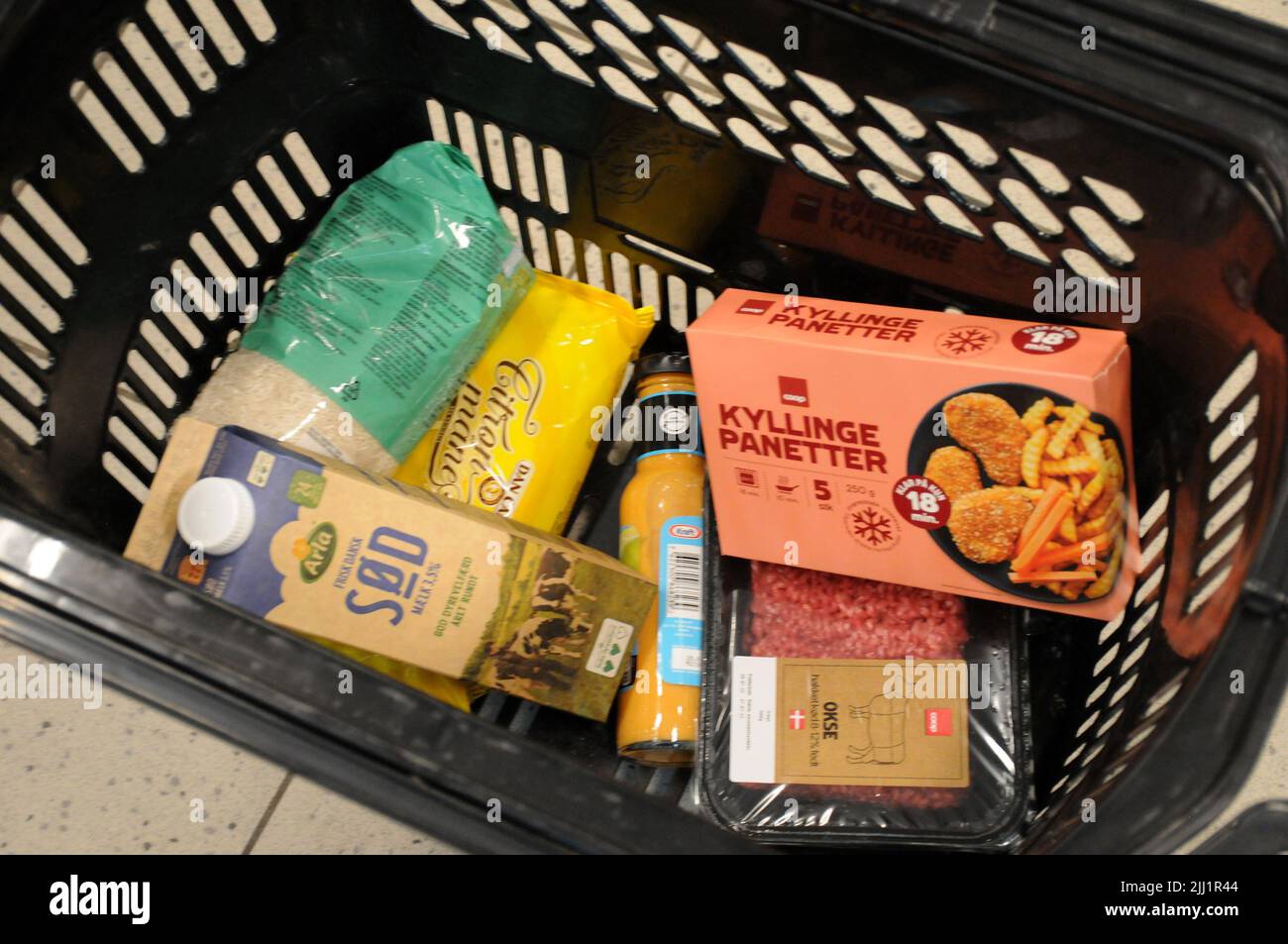 Copenhagen /Denmark/22 July 2022/High food price in danish food market ...
