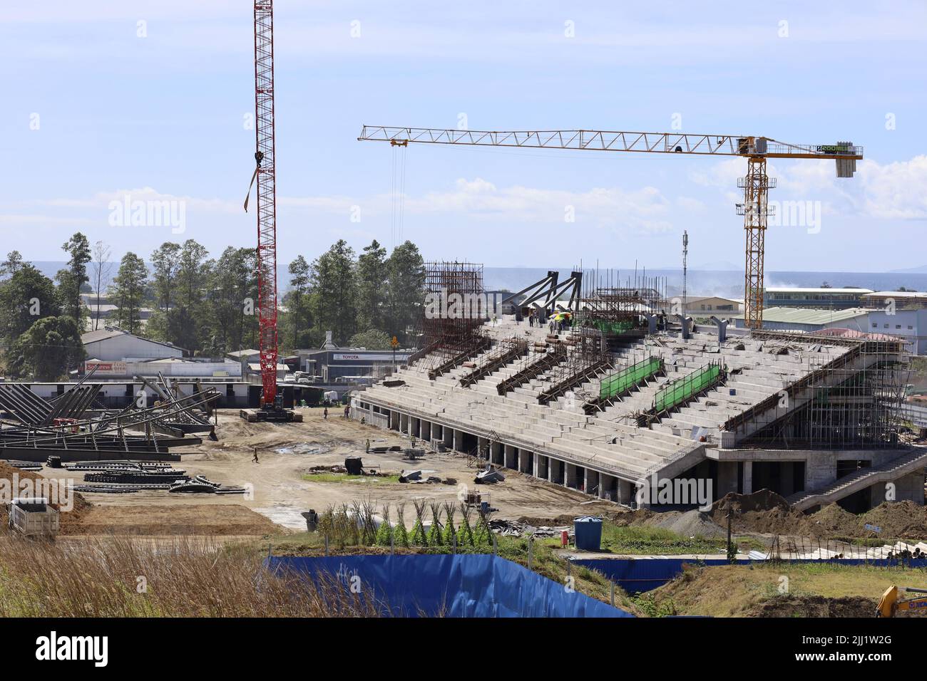 A stadium under construction as part of a Chinese project in Honiara ...