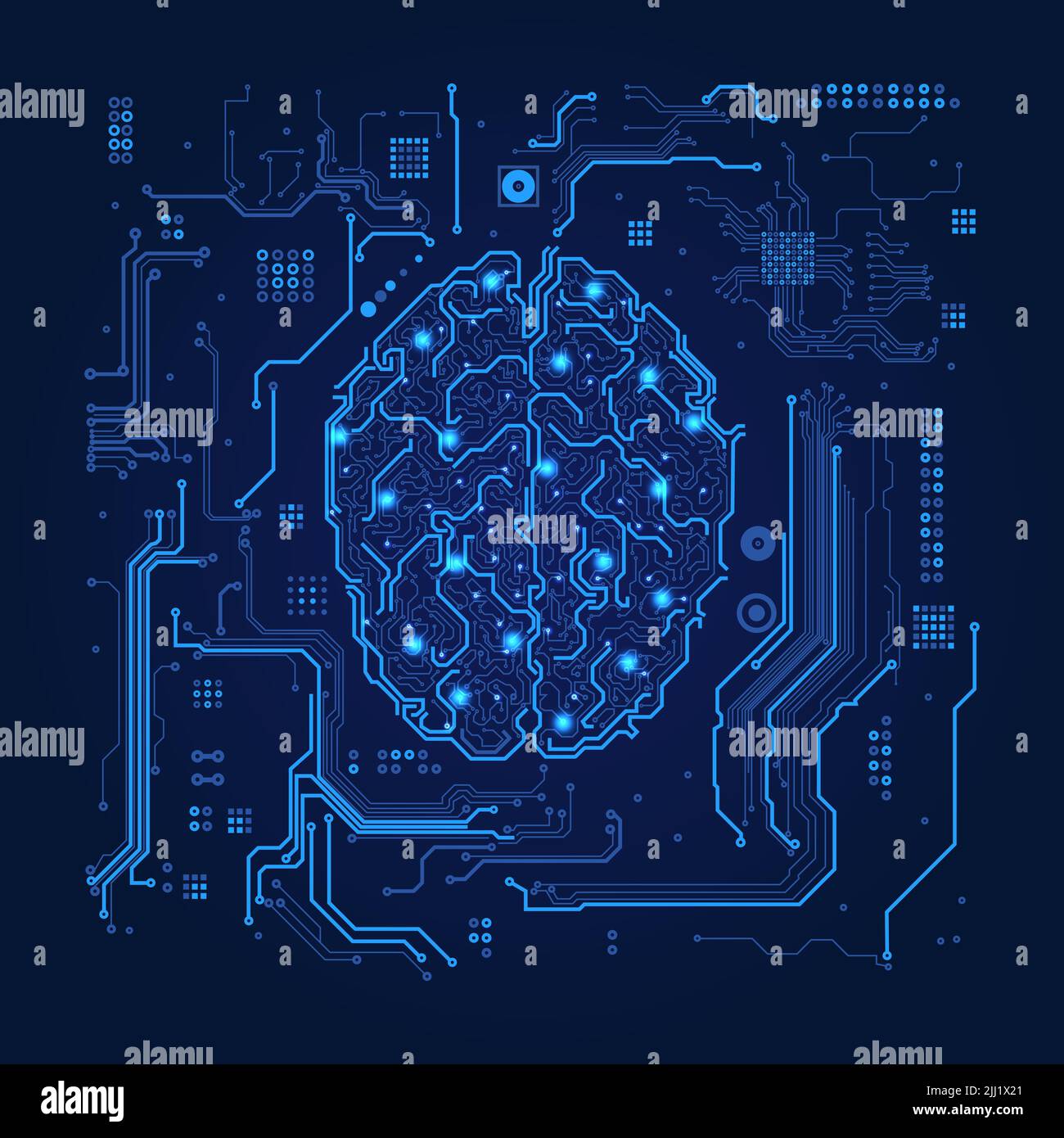 The digital brain circuit - technology concept board Stock Photo - Alamy