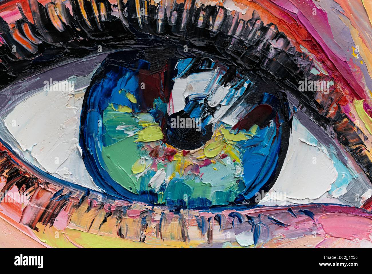Handmad conceptual abstract picture of the eye. Oil female portrait ...
