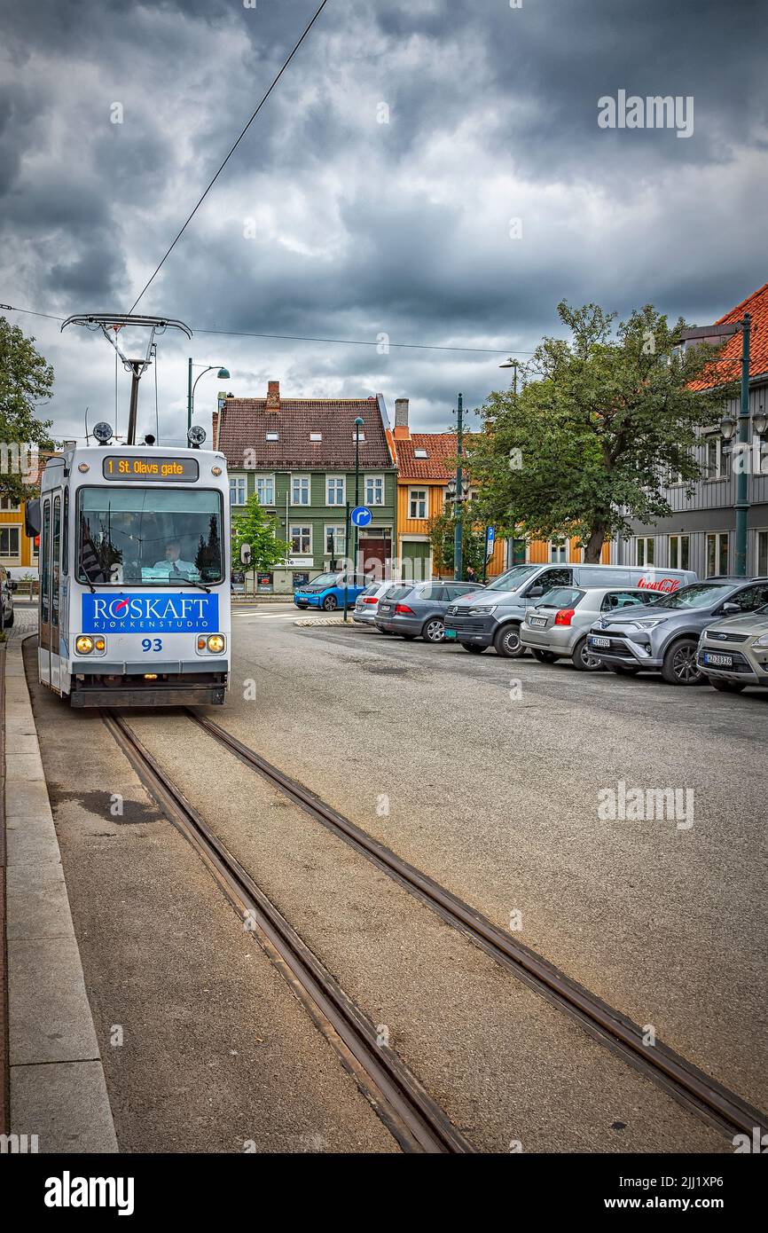 Tram in street in trondheim hi-res stock photography and images - Alamy