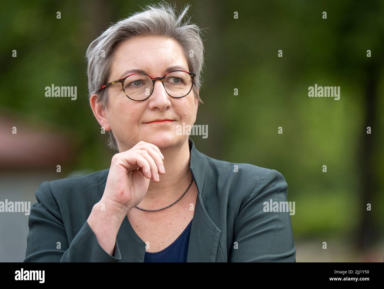 Gubin, Poland. 22nd July, 2022. Klara Geywitz (SPD), Federal Minister ...