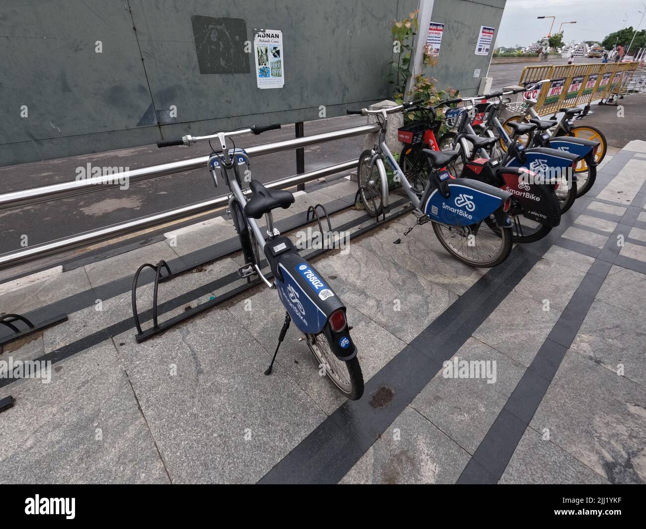 View of smart bike station for renting out cycles Stock Photo - Alamy