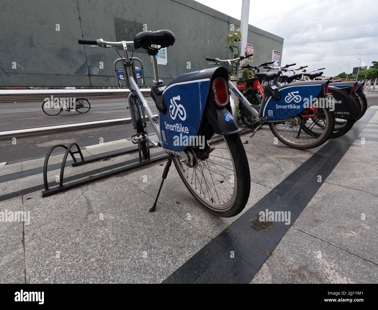View of smart bike station for renting out cycles Stock Photo - Alamy