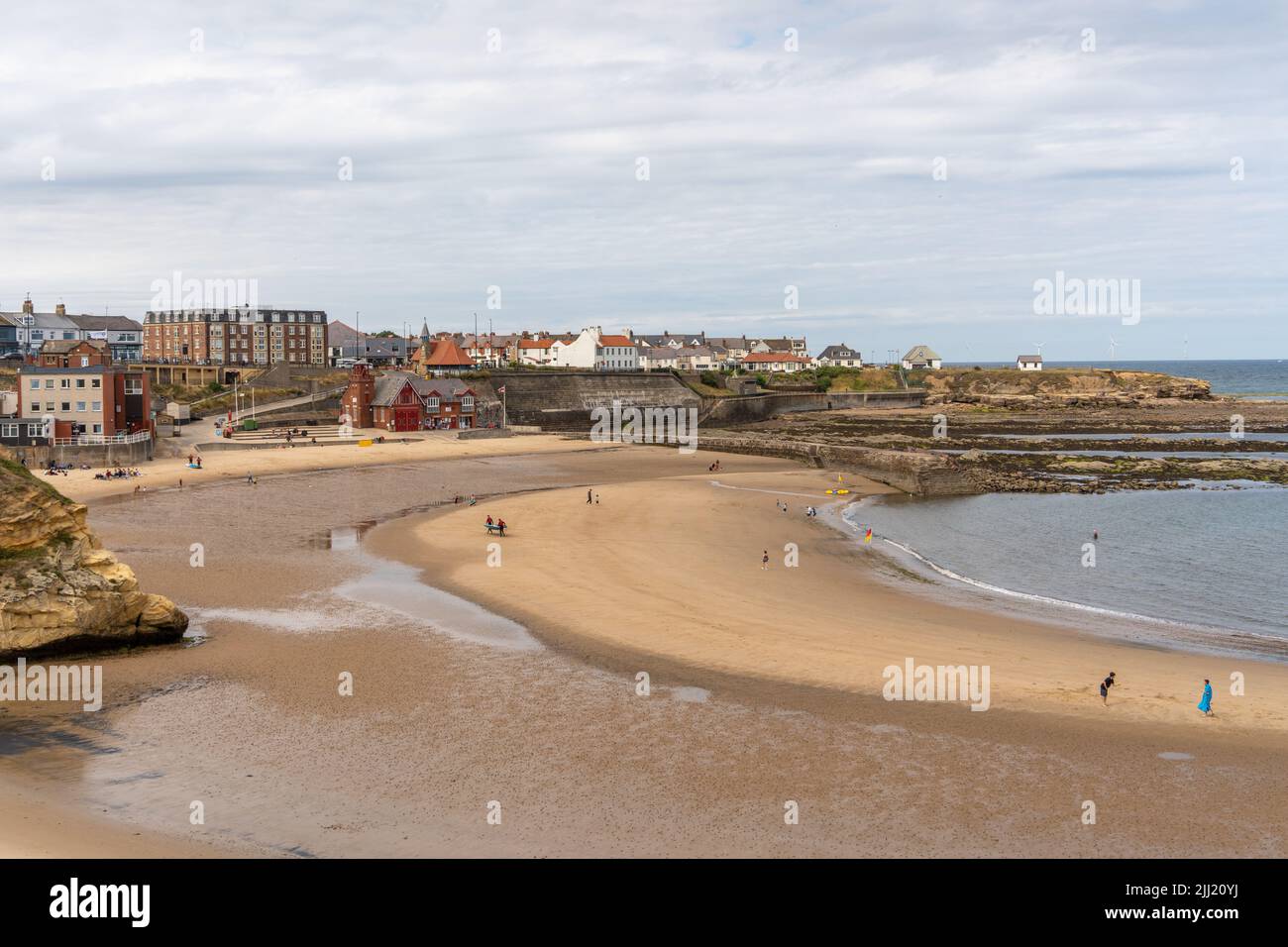 A view of Cullercoats Bay, a small beach in Cullercoats, North Tyneside ...