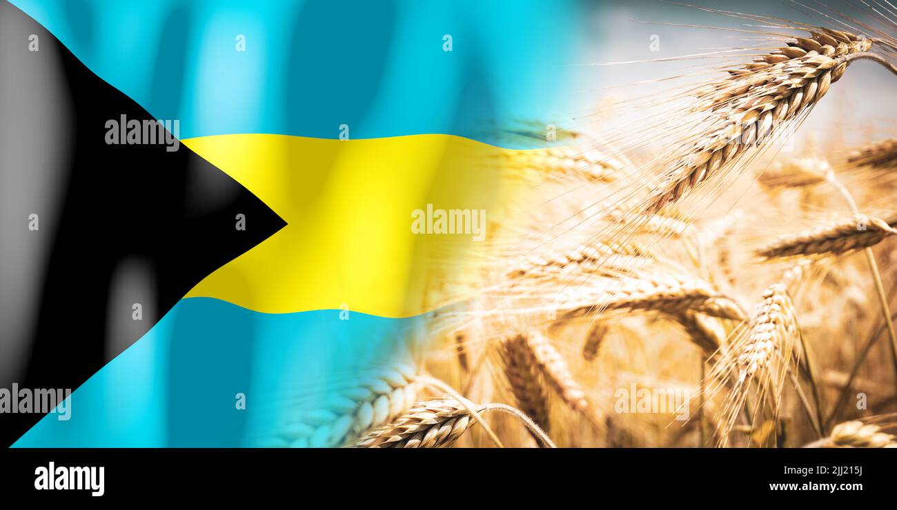 Bahamas - flag and ripe rye field - crops, cereal, harvest concept ...