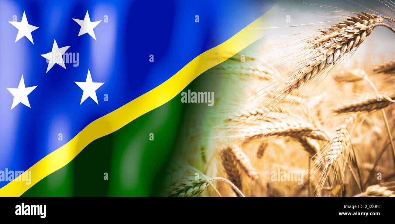 Solomon Islands - flag and ripe rye field - crops, cereal, harvest ...