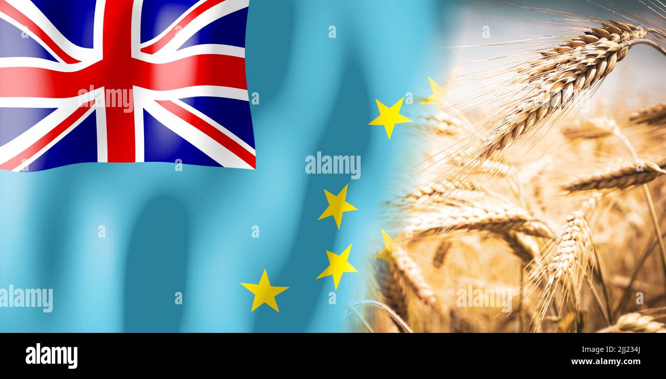 Tuvalu - flag and ripe rye field - crops, cereal, harvest concept Stock ...