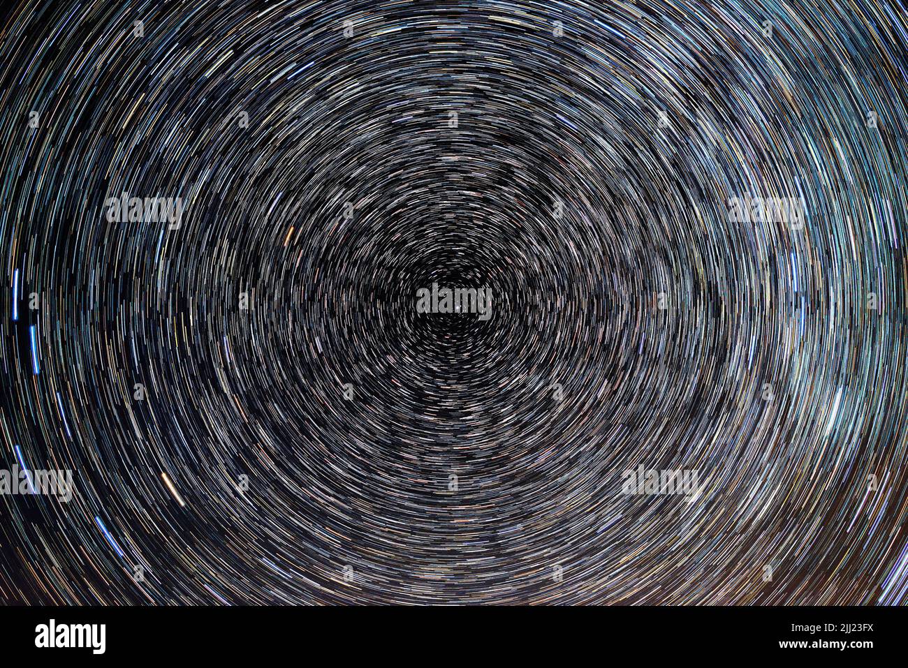 Stellar trails, the rotation of bright stars at night around the Polar ...