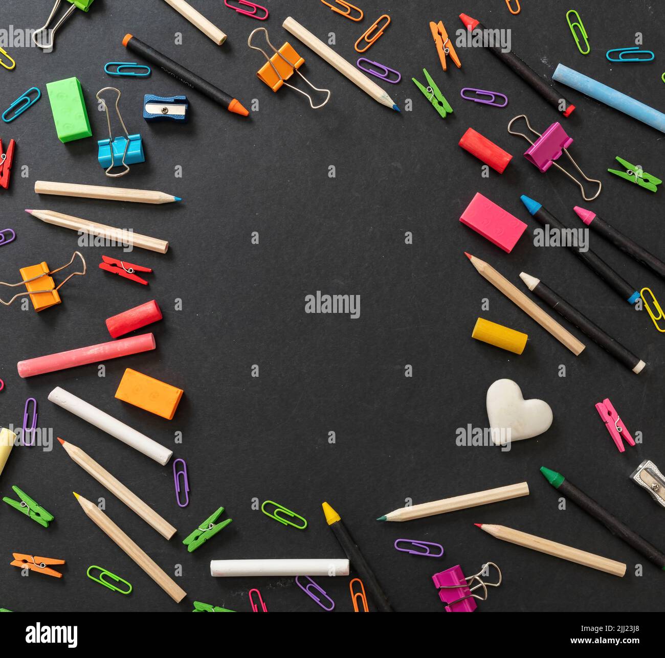 Back to school background. School office supplies and stationery on ...