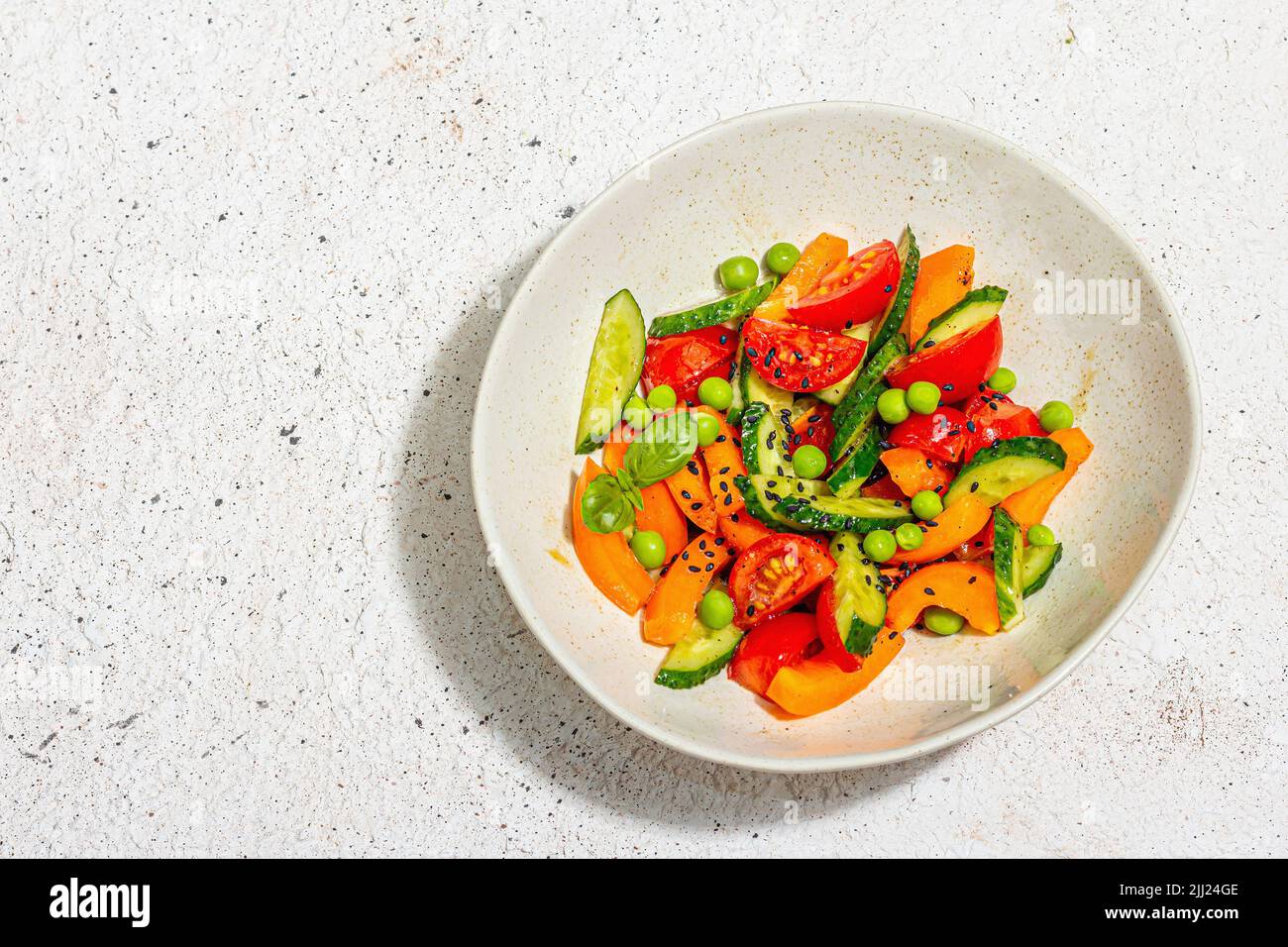 Summer vegetables salad in a modern bowl. Bright vegan food, trendy ...
