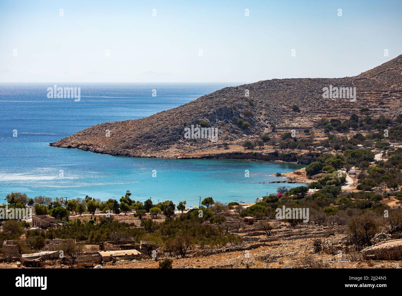 Beach on Chalki island, Greece Stock Photo - Alamy