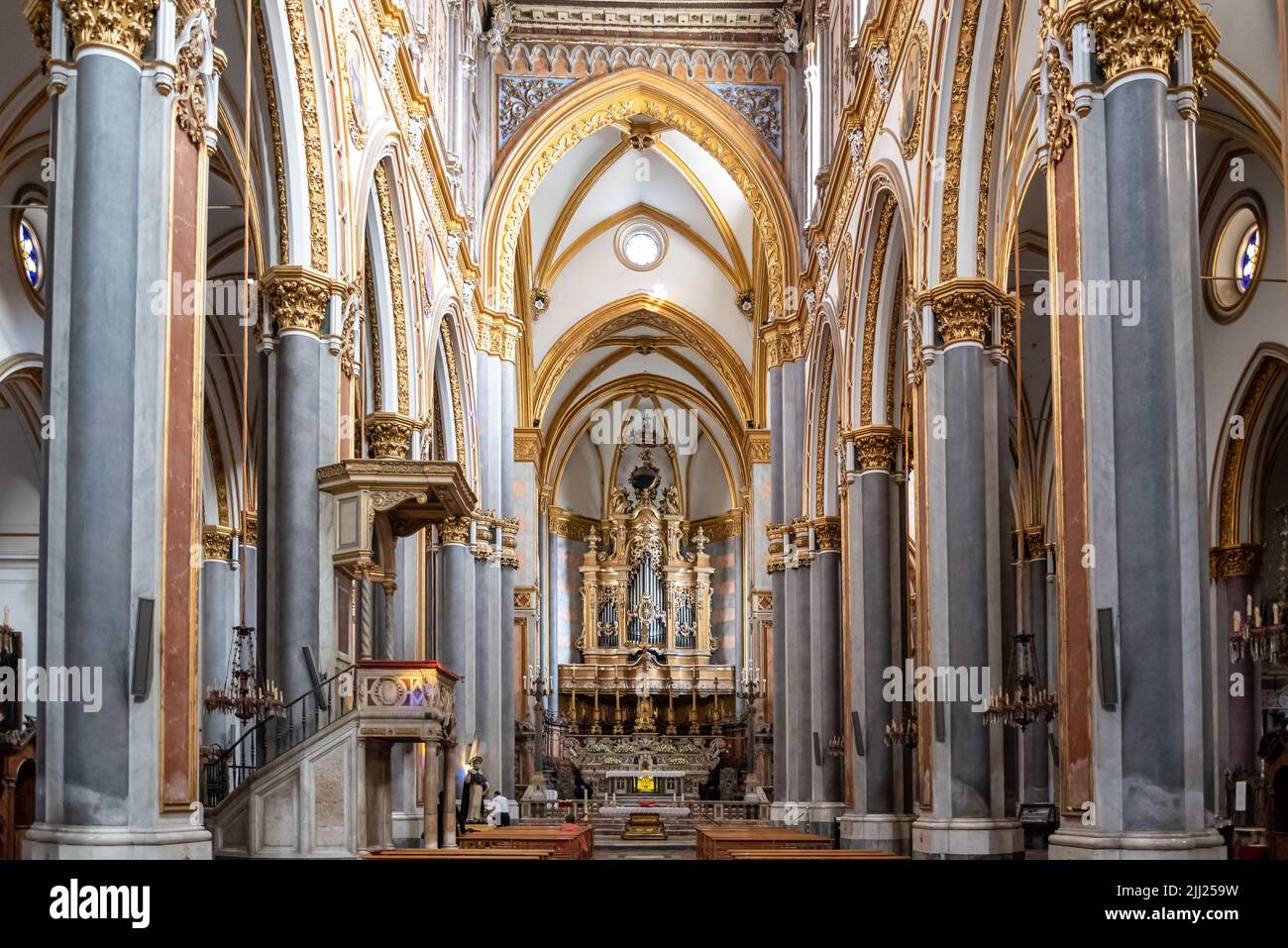 Interior view of catholic cathedral in Naples, Italy Stock Photo - Alamy