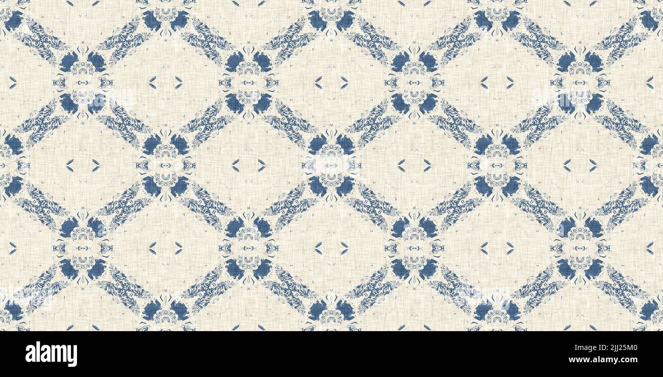 French blue quilted printed fabric border pattern for shabby chic home ...
