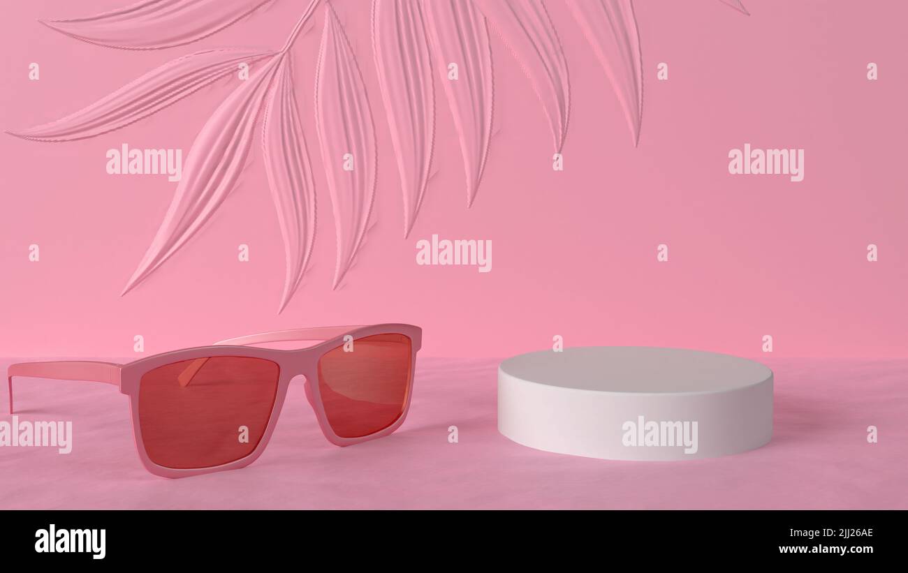 A tropical scene in pink tones for branding products for vacation ...
