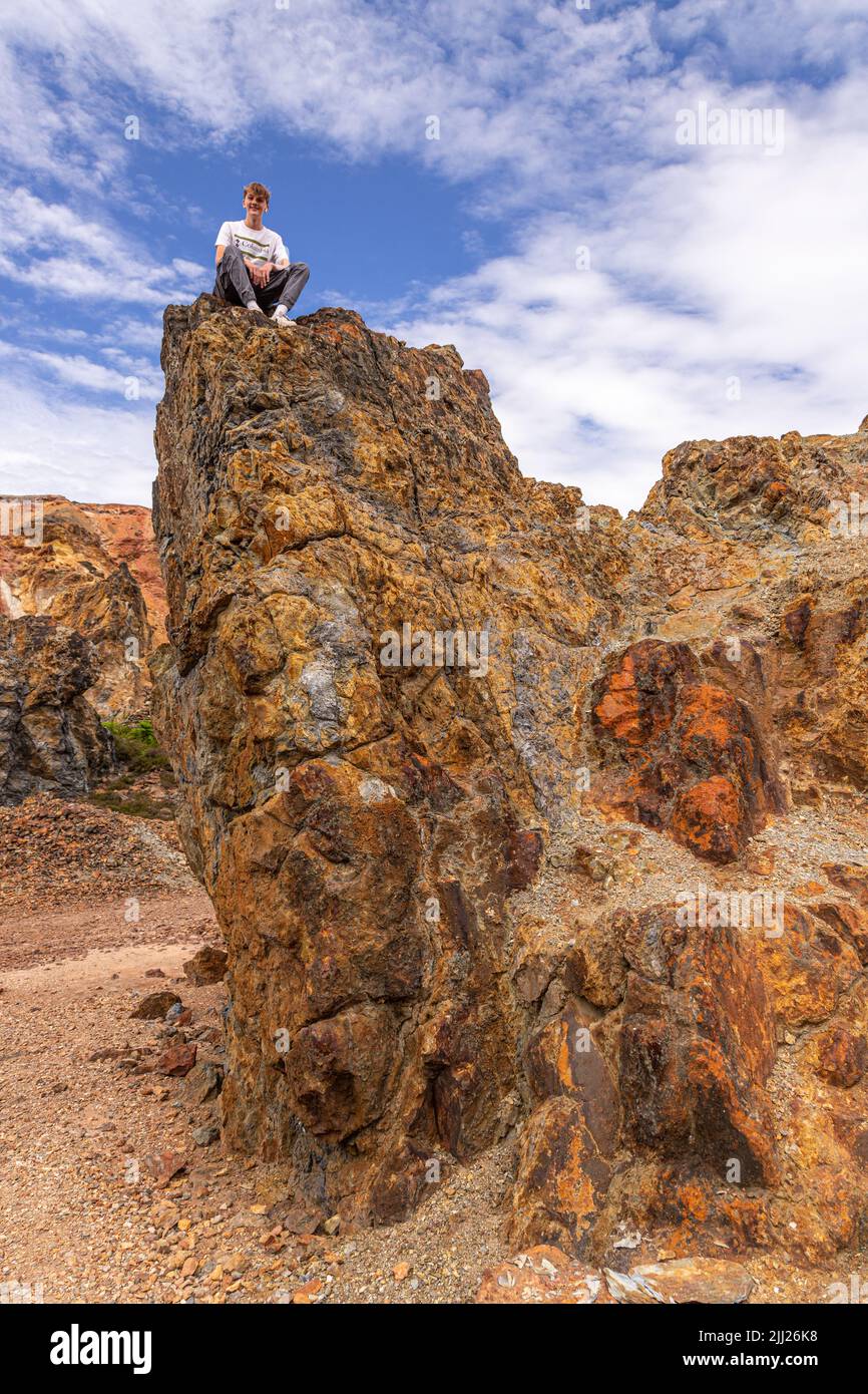 Parys Mountain open cast copper mine, Anglesey, North Wales Stock Photo ...