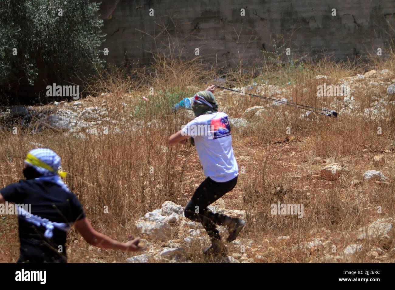 July 22, 2022, Nablus, West bank, Palestine: A Palestinian protester ...