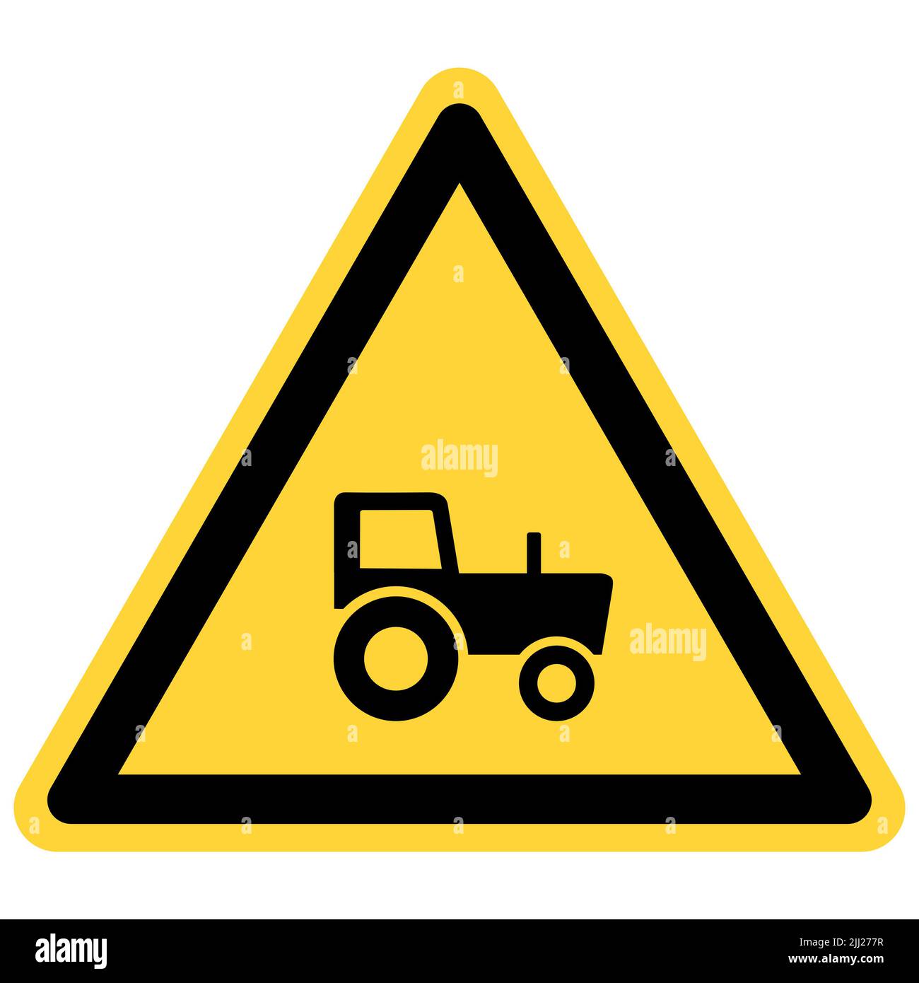 Tractor and danger sign Stock Photo - Alamy