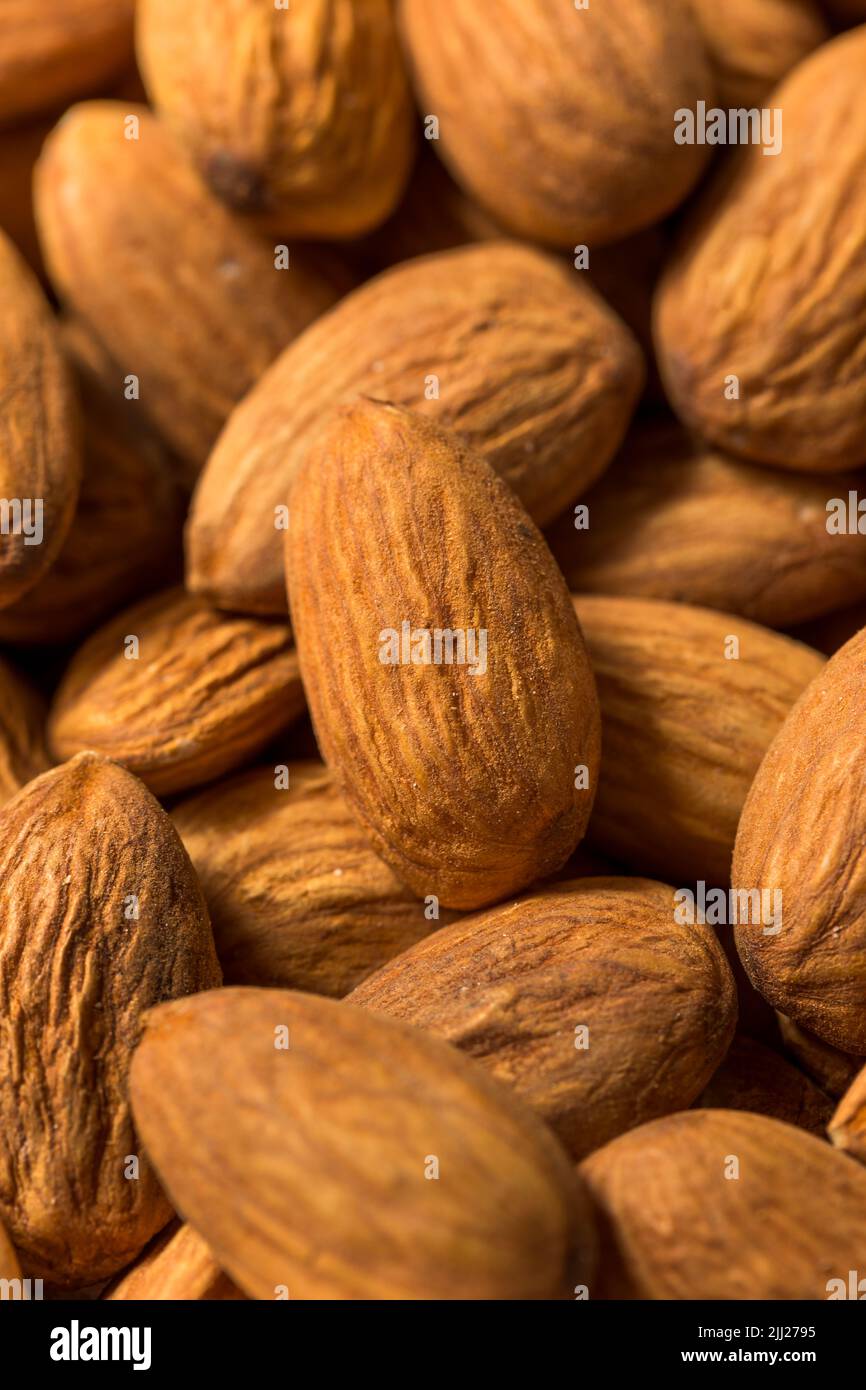 Raw Organic Brown Almonds in a Bowl Stock Photo - Alamy