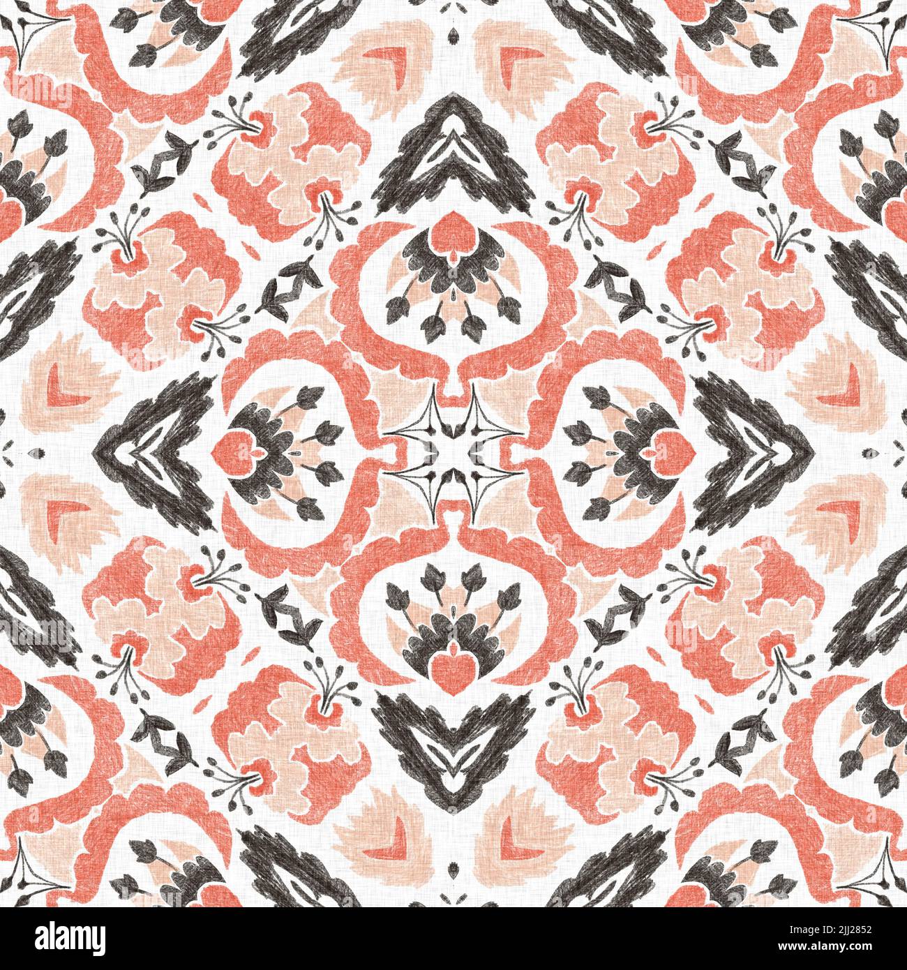 Modern boho geometric floral quilt style seamless pattern. Shabby chic ...