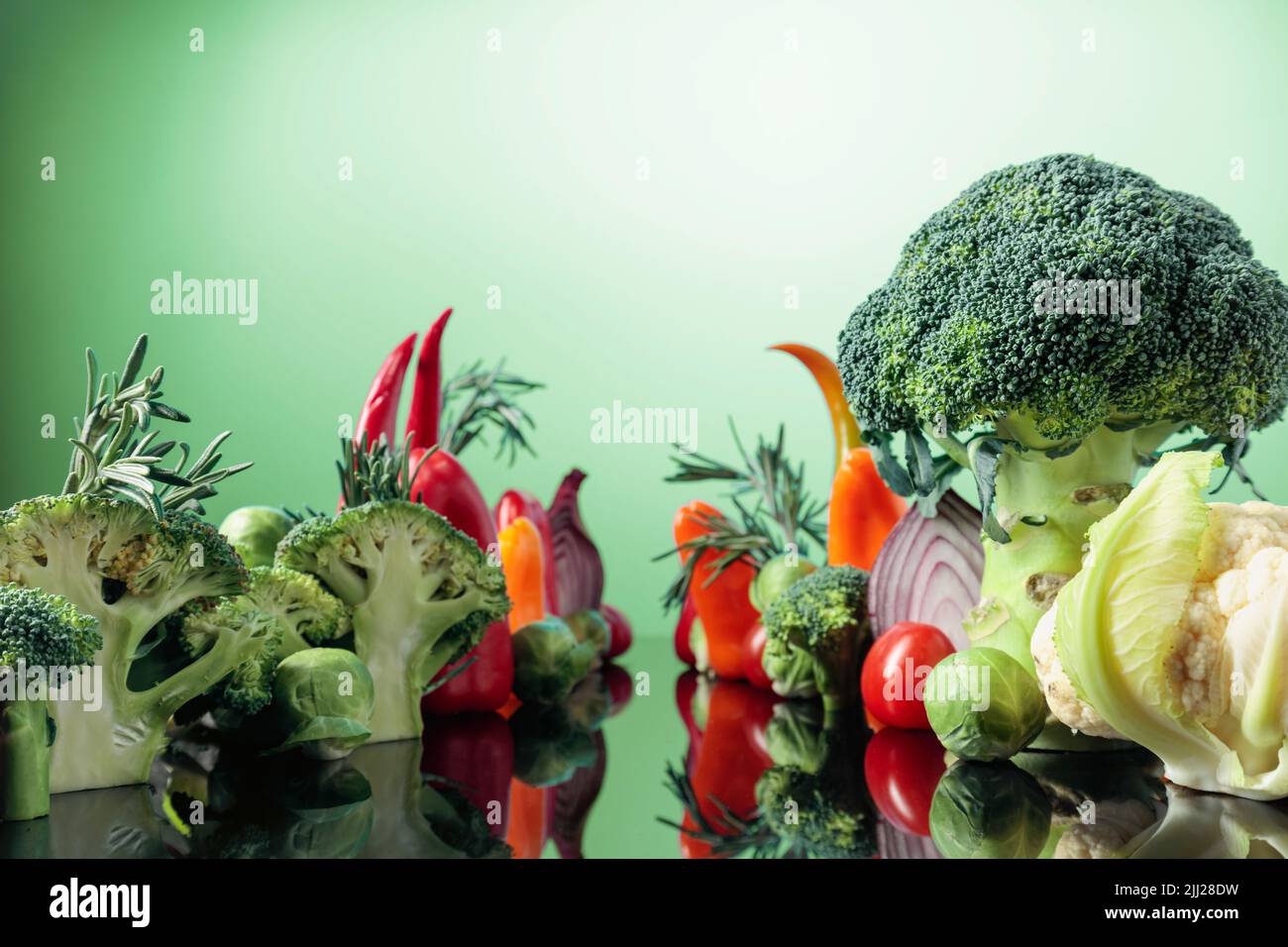 Composition of various raw vegetables. A conceptual image on the topic ...