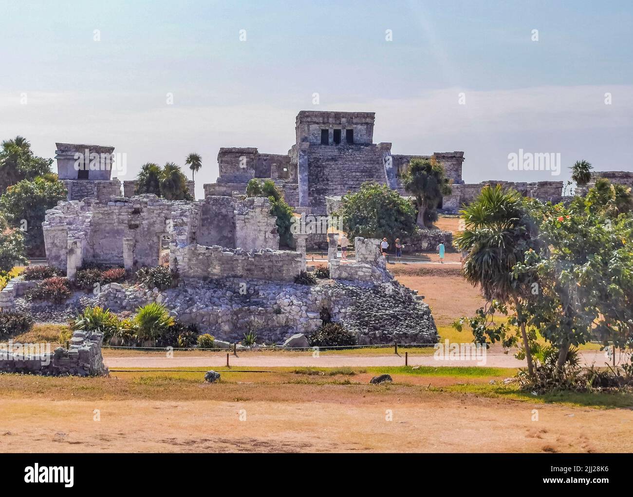 Tulum Mexico 09. April 2022 Ancient Tulum ruins Mayan site with temple ...