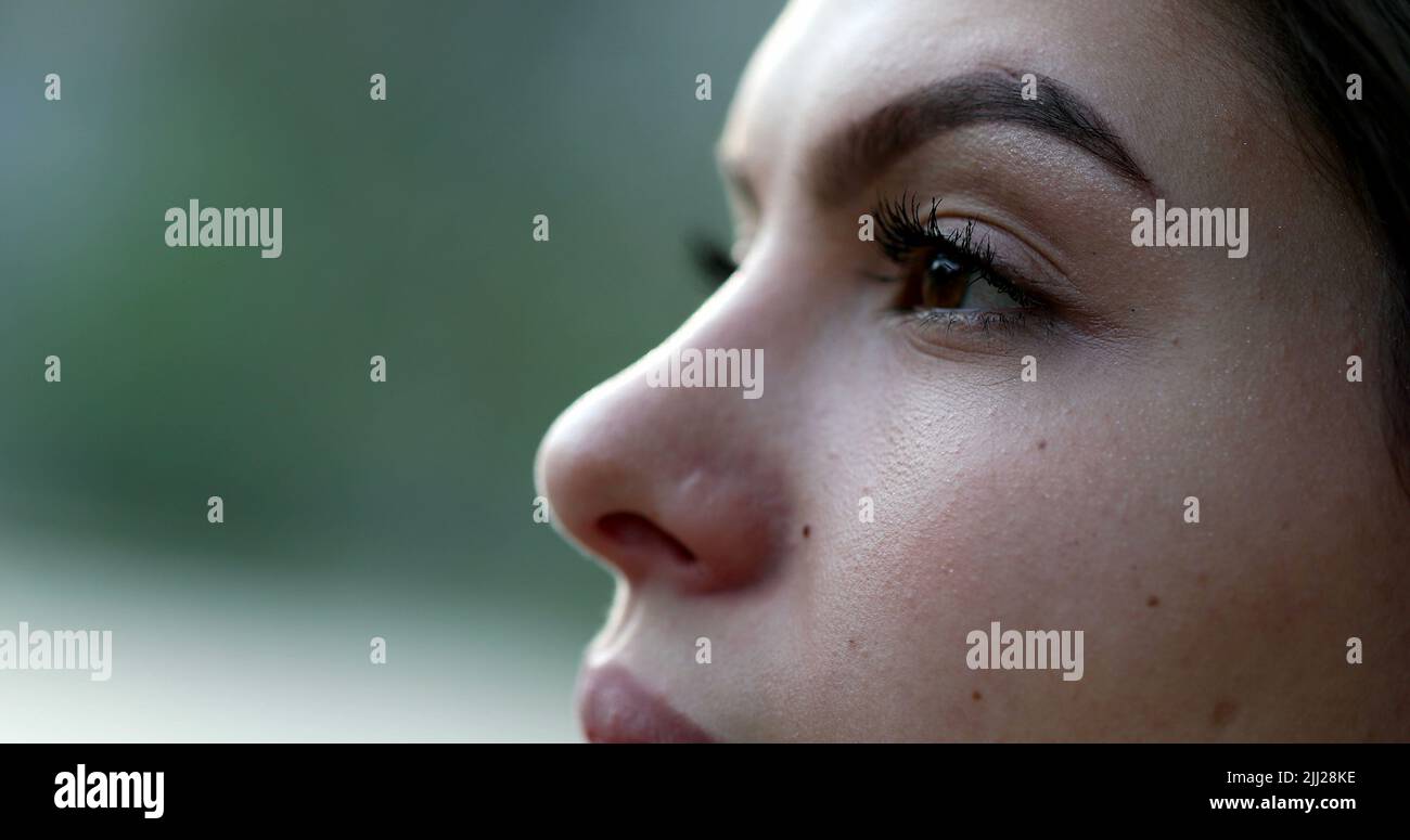 Woman taking deep breath zen hi-res stock photography and images - Alamy
