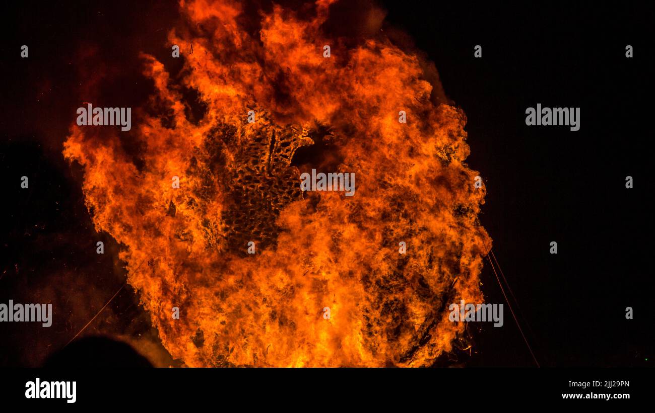 An African burning festival with flames in the darkness Stock Photo - Alamy