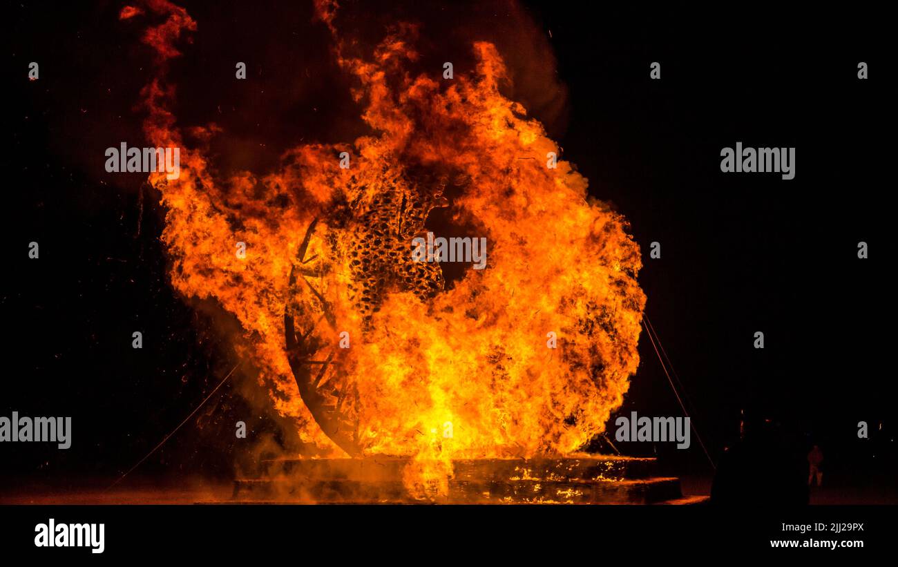 An African burning festival with flames in the darkness Stock Photo - Alamy