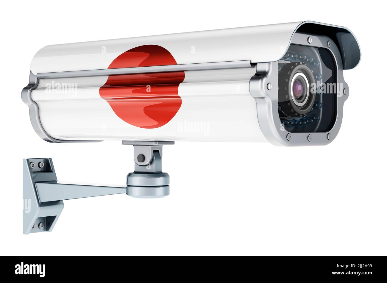Surveillance camera with Japanese flag. 3D rendering isolated on white ...