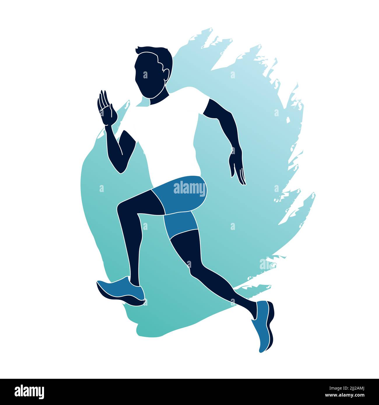Man running fitness sports footing illustration Stock Photo - Alamy