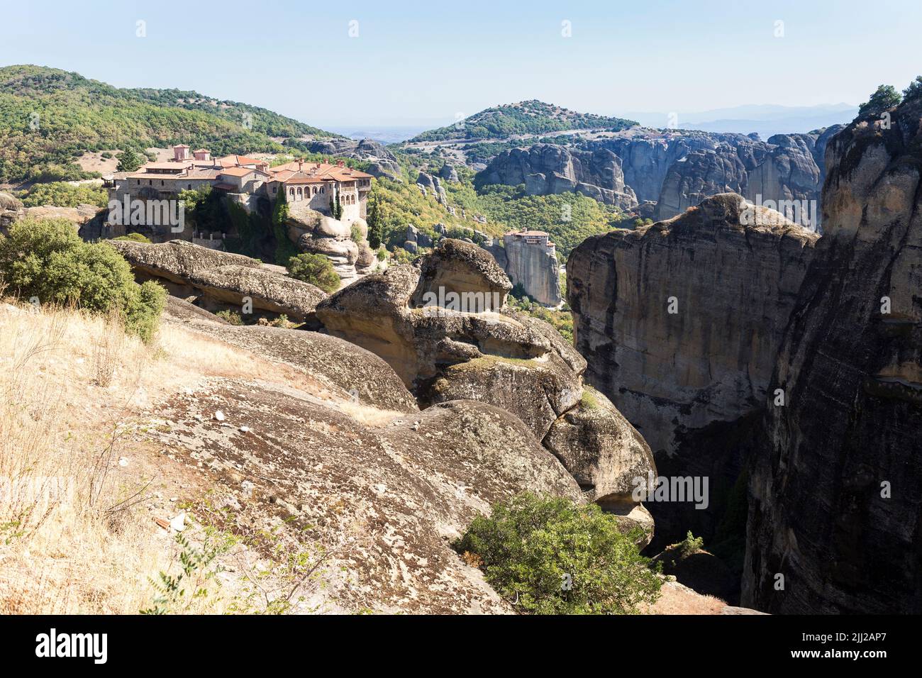 The monasteries of Meteora are located just outside the town of ...