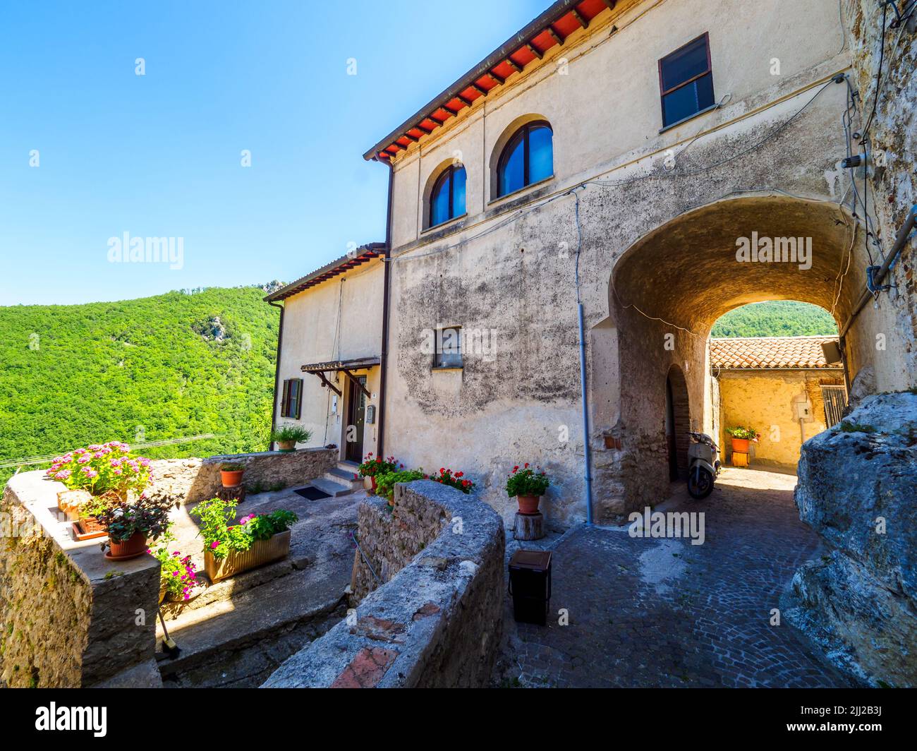 Abandoned church in the medieval town of Rocca Sinibalda - Rieti, Italy ...