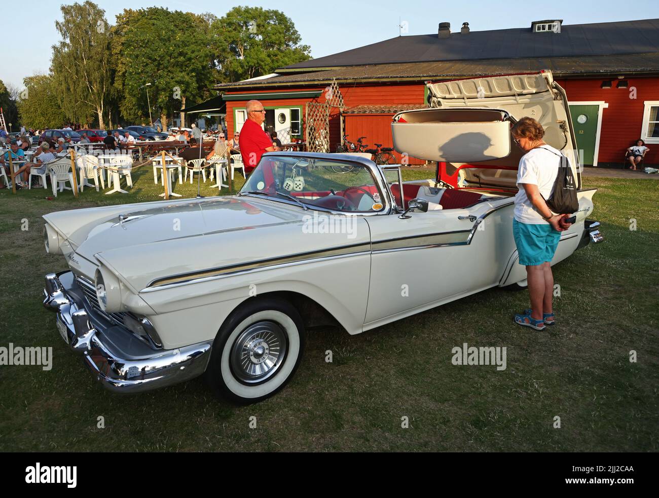 A car meet, Nostalgiafton, in the city of Vadstena, Sweden. In the ...