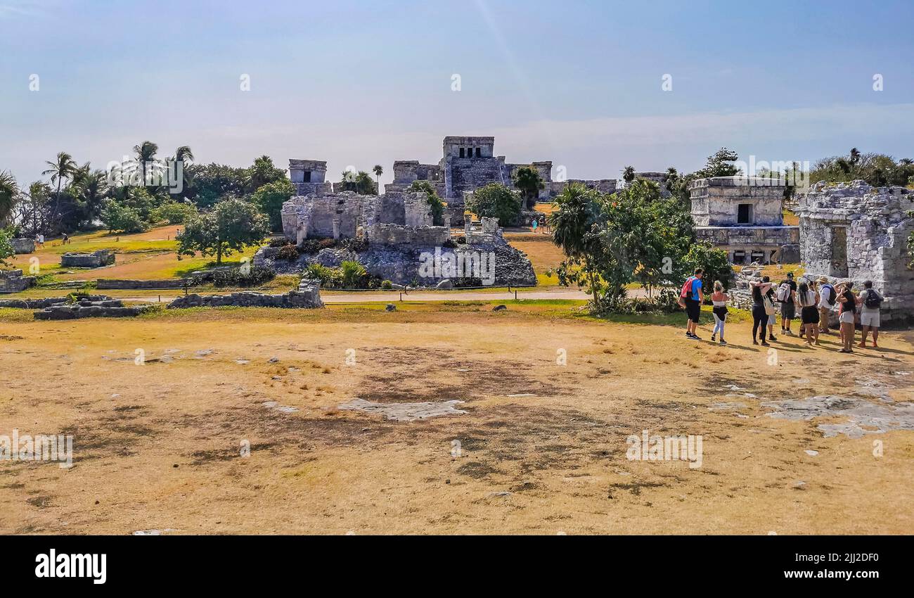Tulum Mexico 09. April 2022 Ancient Tulum ruins Mayan site with temple ...