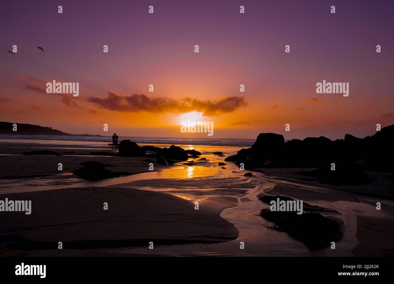 Sunset, Porthmeor Beach, St. Ives Cornwall Stock Photo - Alamy