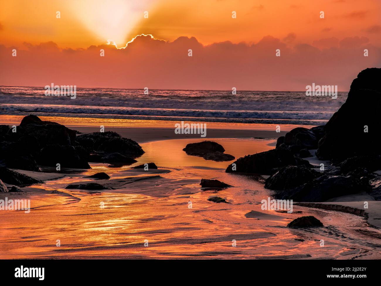 Sunset, Porthmeor Beach, St. Ives Cornwall Stock Photo - Alamy