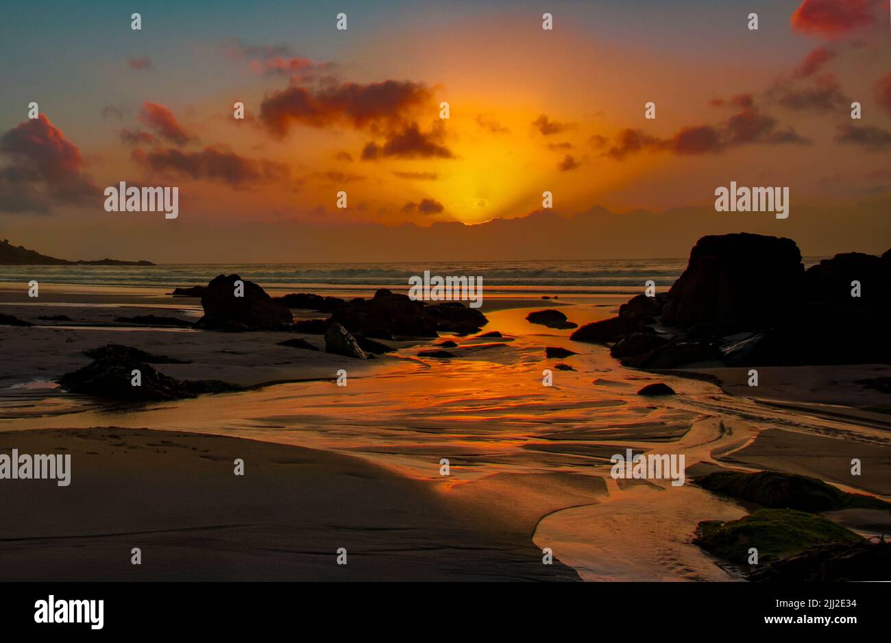 Sunset, Porthmeor Beach, St. Ives Cornwall Stock Photo - Alamy