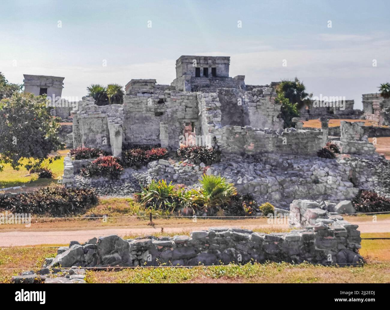 Ancient Tulum ruins Mayan site with temple ruins pyramids and artifacts ...