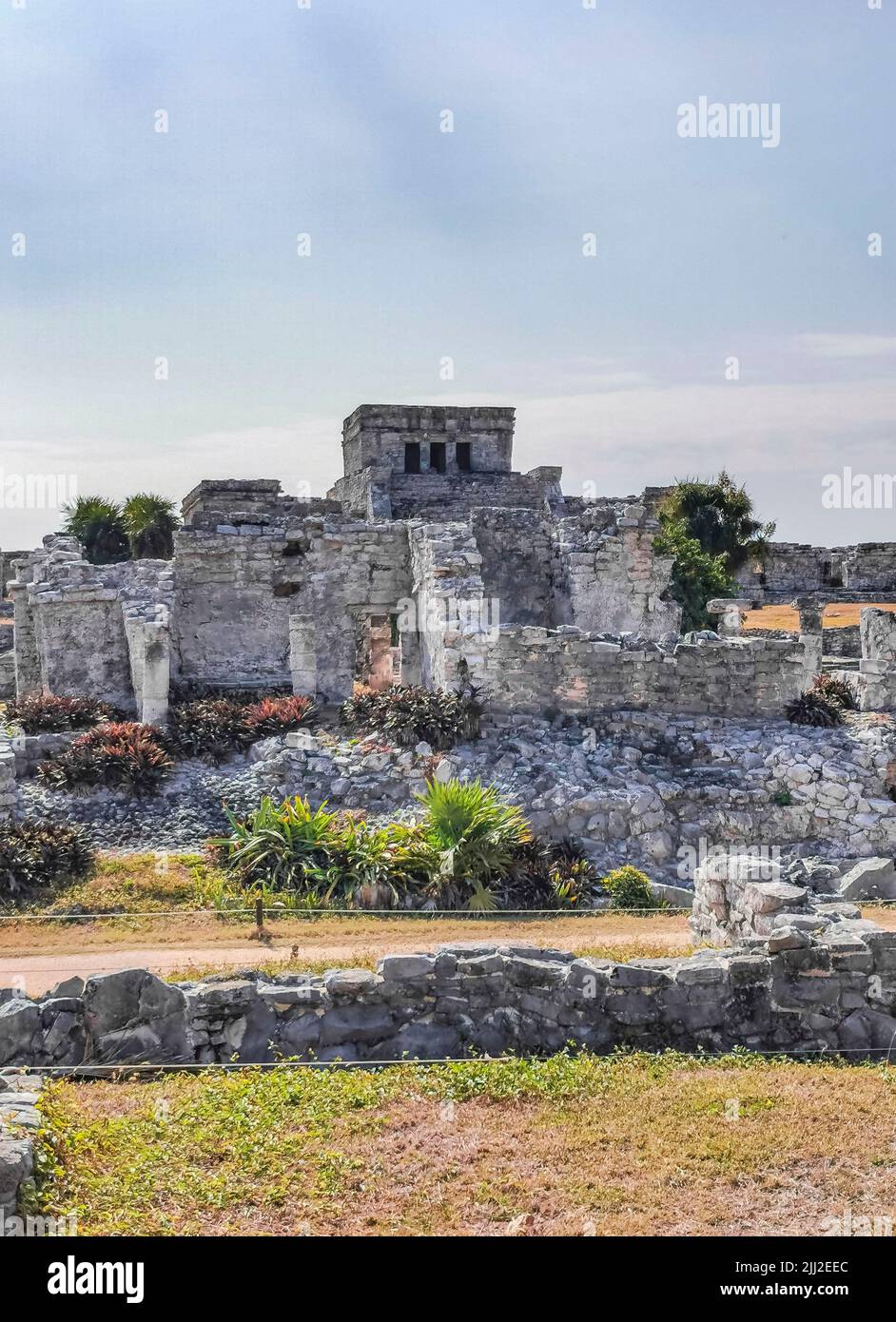 Ancient Tulum ruins Mayan site with temple ruins pyramids and artifacts ...