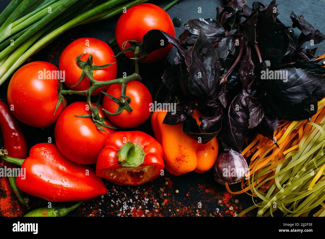 food organic vegetable pasta assortment Stock Photo - Alamy